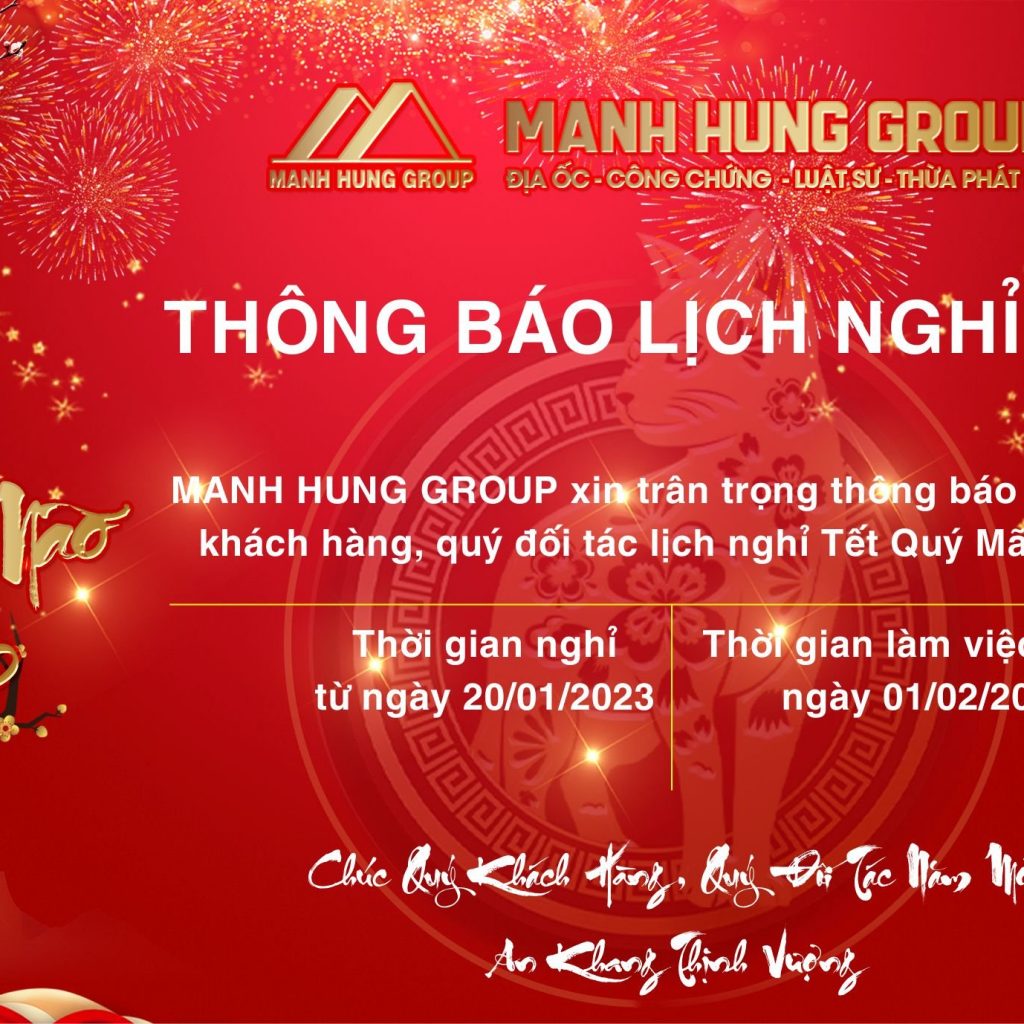 MANH HUNG GROUP THÔNG BÁO LỊCH NGHỈ TẾT QUÝ MÃO 2023 - MANH HUNG GROUP